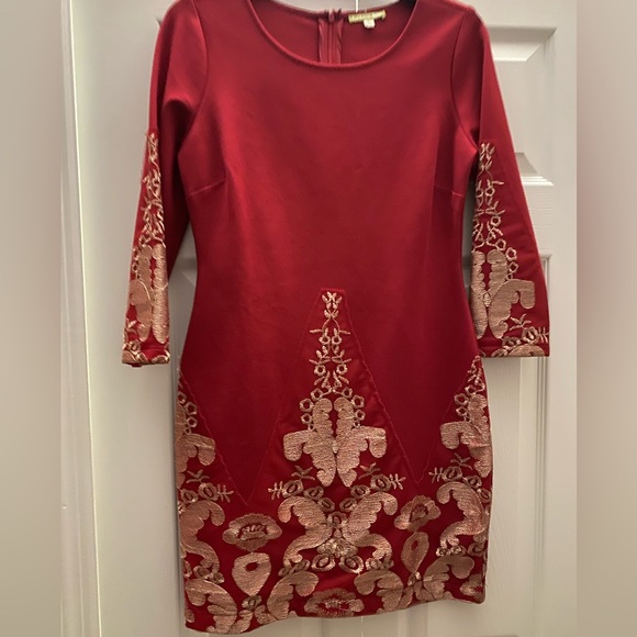 Gianni Bini | Dresses | Gianni Bini Red And Gold Lace Dres | Poshmark